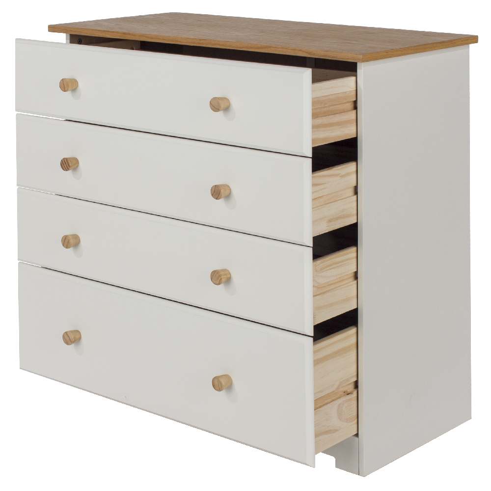 Chorley Wooden Chest Of 4 Drawers In White And Oak