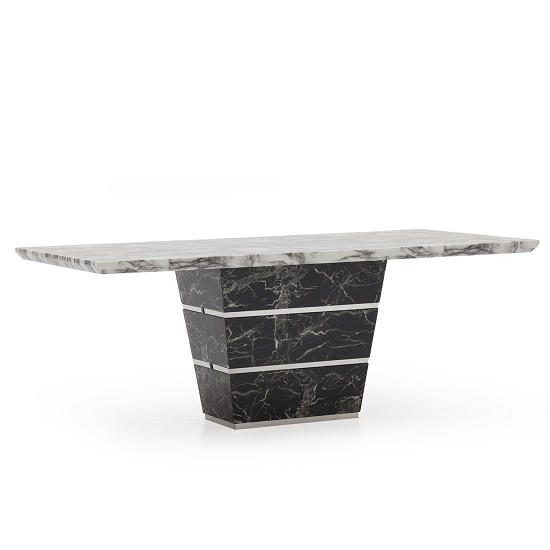 Chrysla 200cm Marble Dining Table In White And Black 36573