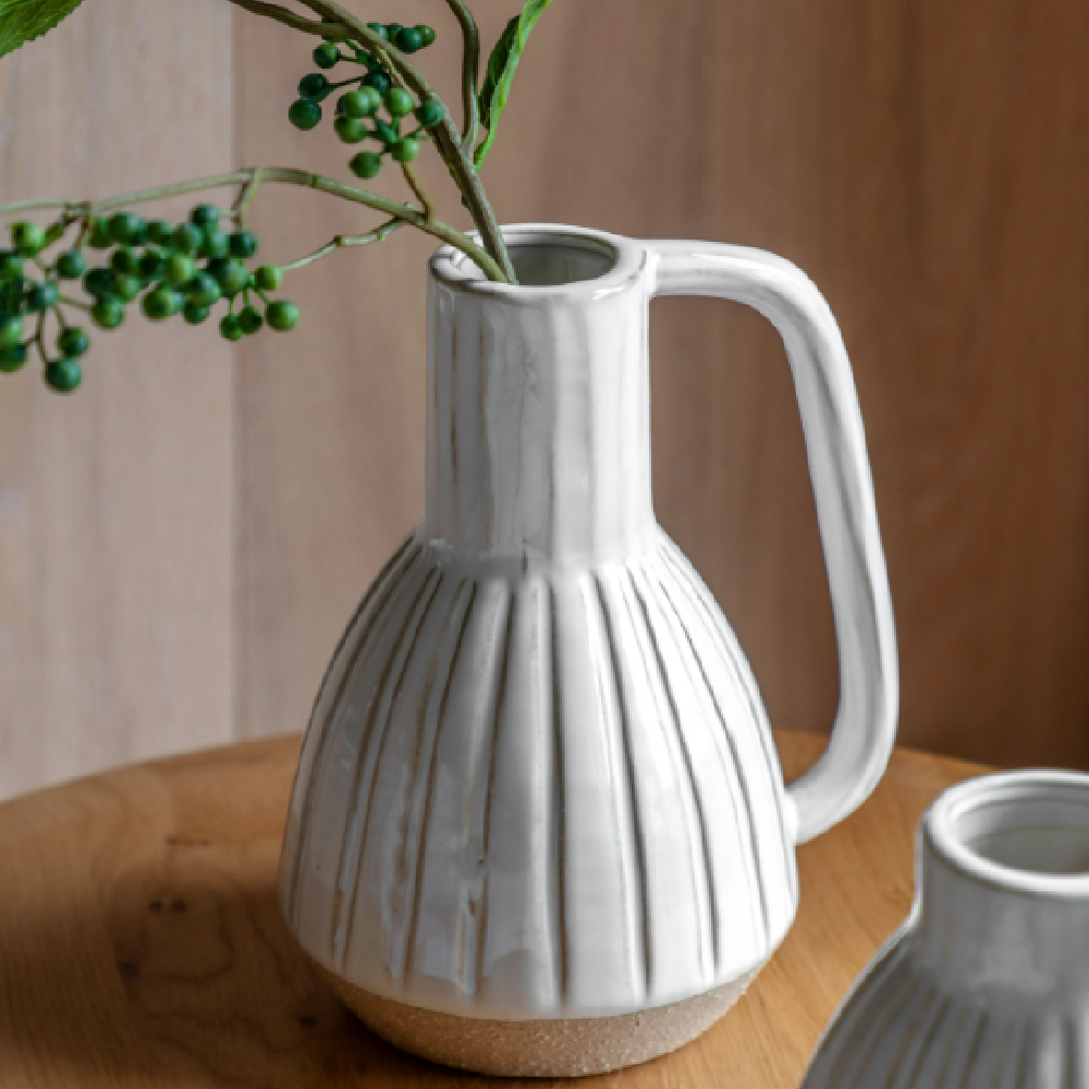 Clayton Small Ceramic Handled Vase In White
