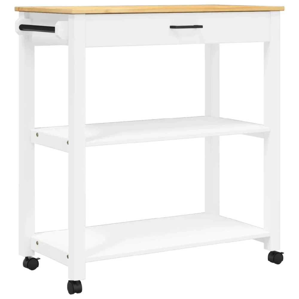 Coachella Wooden Large Kitchen Trolley With 1 Drawer In White Oak