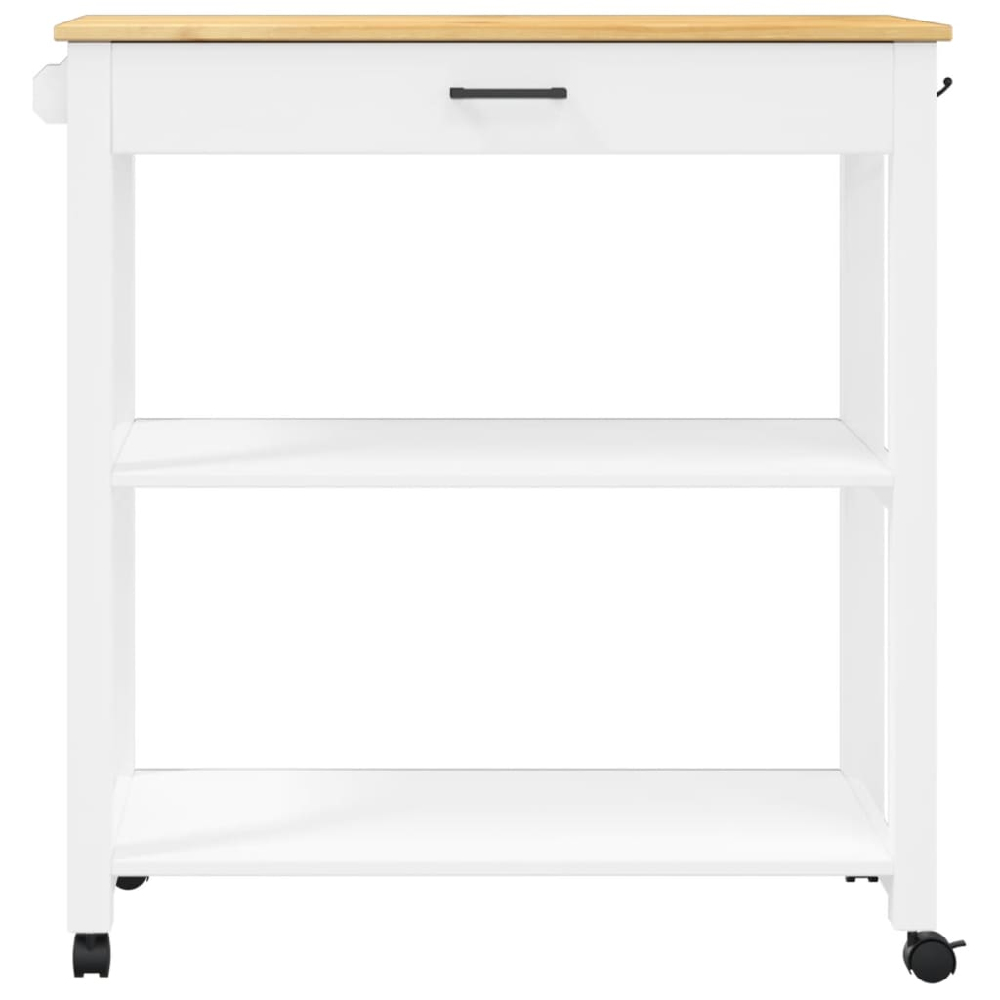 Coachella Wooden Large Kitchen Trolley With 1 Drawer In White Oak