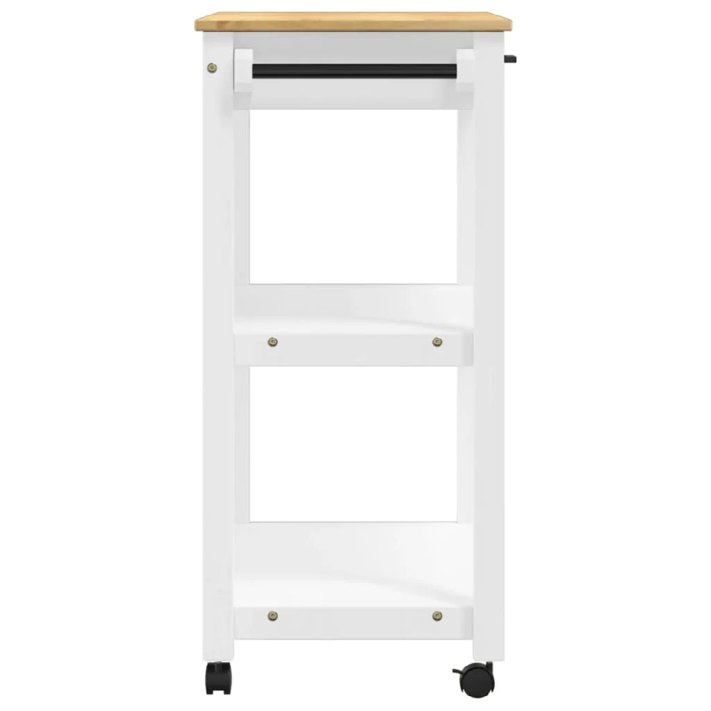 Coachella Wooden Large Kitchen Trolley With 1 Drawer In White Oak