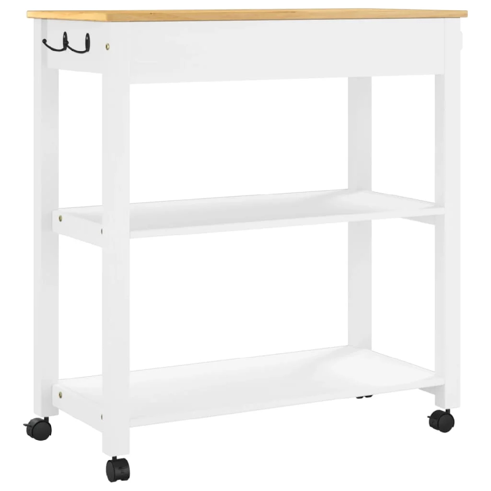Coachella Wooden Large Kitchen Trolley With 1 Drawer In White Oak