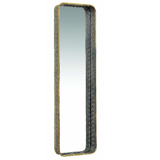 Coastal Large Wall Mirror Rectangular In Antique Gold Brass