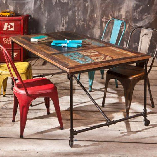 Coffee Antique Wooden Dining Table In Rusty | FiF