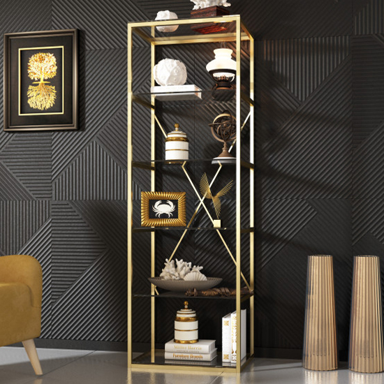 Como Clear Glass Display Stand In Gold Stainless Steel Frame ...