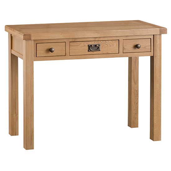 Concan Wooden 3 Drawers Dressing Table In Medium Oak | Furniture in Fashion