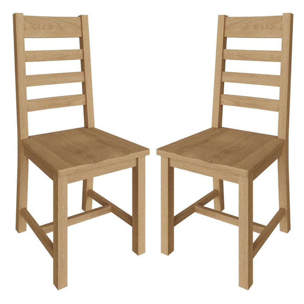 Concan Oak Wooden Ladder Back Dining Chairs In Pair | Furniture in Fashion