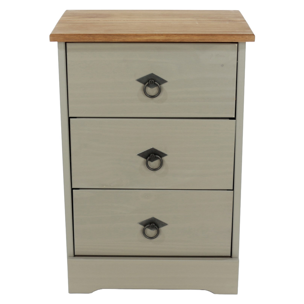 Consett Wooden Cabinet With 3 Drawers - Grey Oak