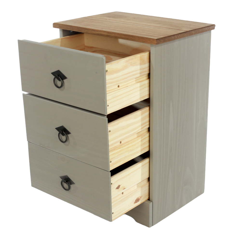 Consett Wooden Cabinet With 3 Drawers - Grey Oak