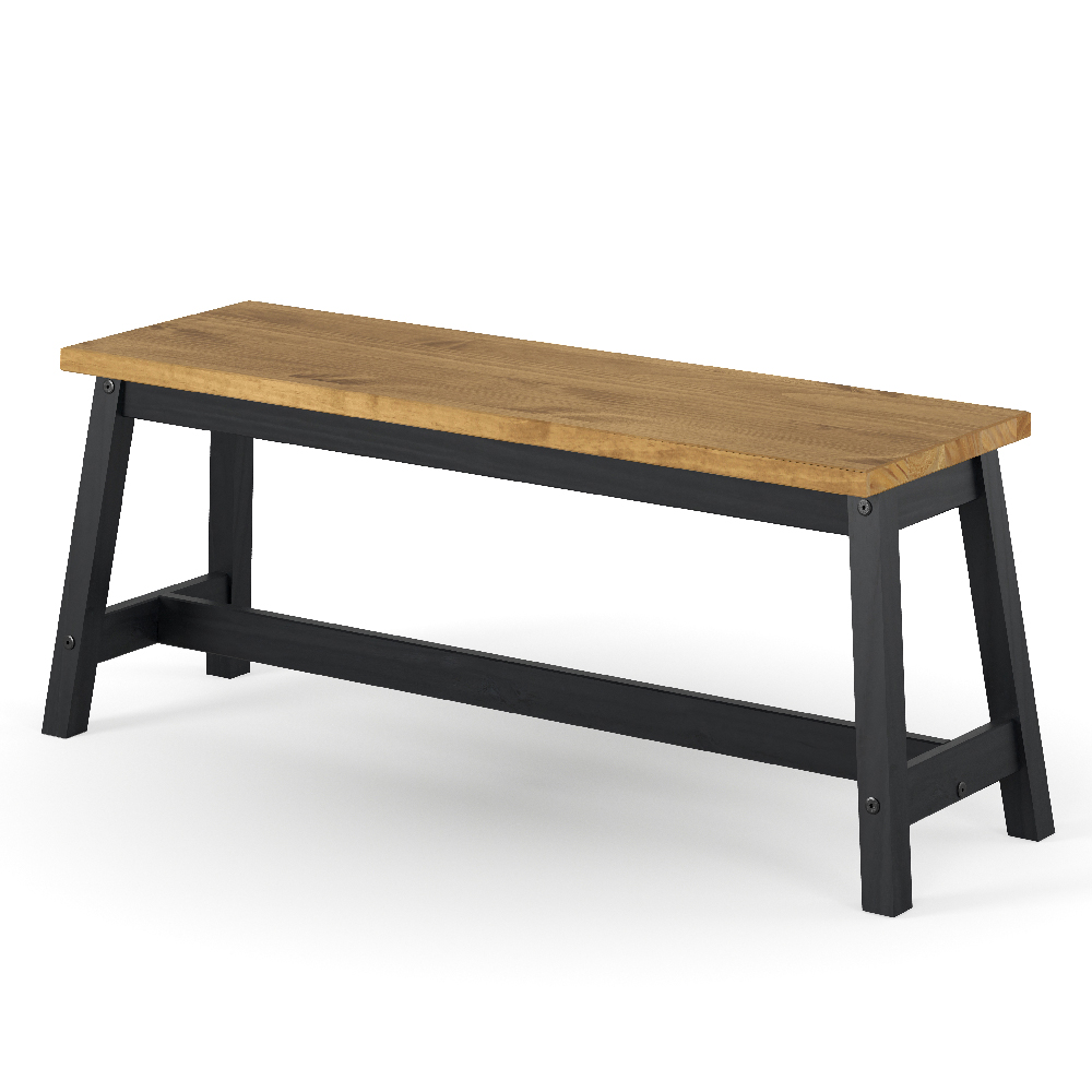 Consett Wooden Rectangular Dining Bench In Black And Oak
