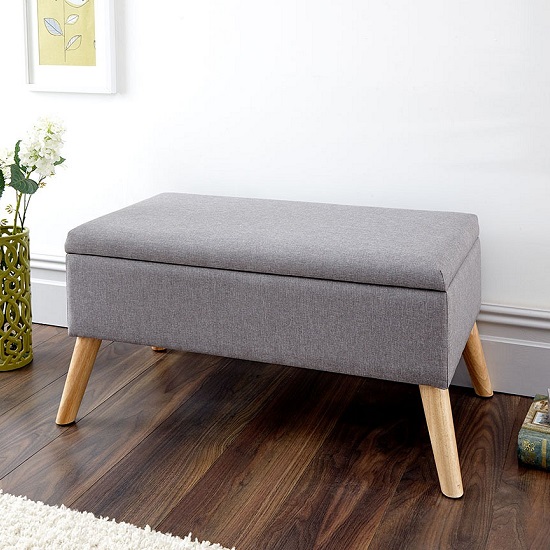 Copeland Large Fabric Storage Ottoman Unit In Grey | Furniture in Fashion