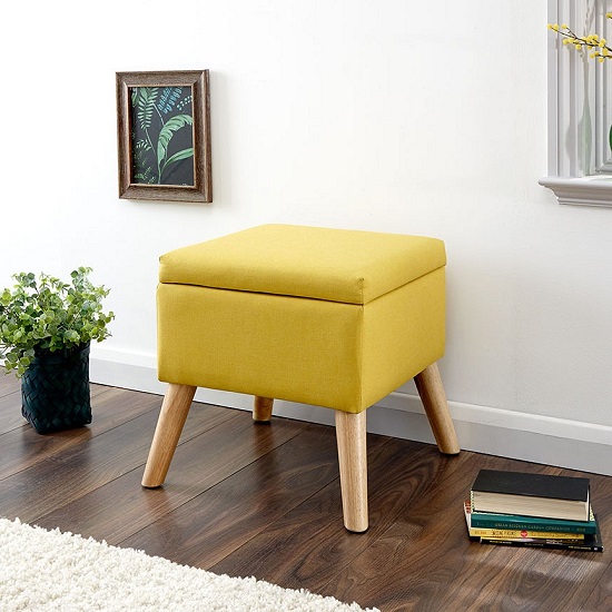 Copeland Small Fabric Storage Ottoman Unit In Yellow | Furniture in Fashion