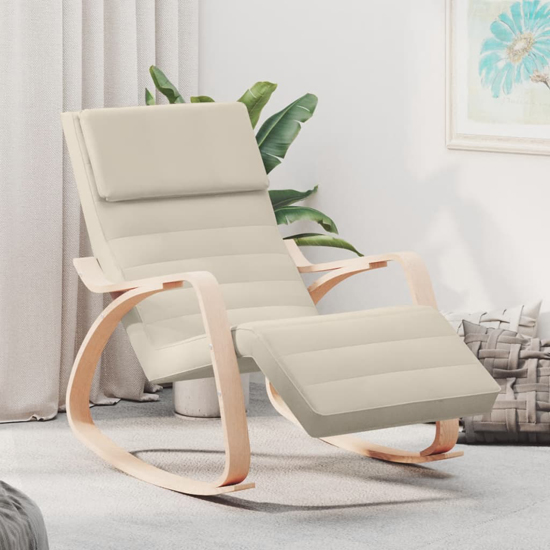 Cora Polyester Fabric Rocking Chair In Cream | Furniture in Fashion
