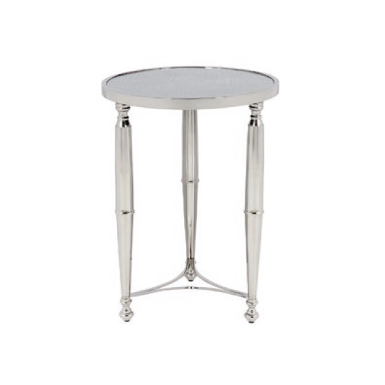 Corum Mirrored Side Table Round In Two Tone And Nickel Finish ...