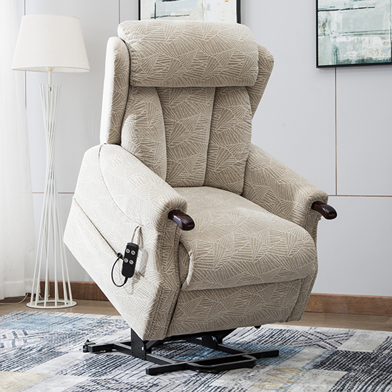 Covent Fabric Electric Riser Recliner Chair In Cream | FiF