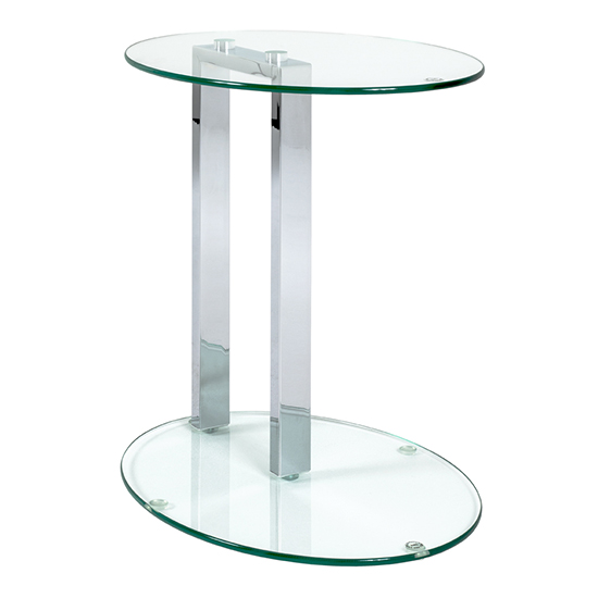 Creek Round Clear Glass Side Table With Chrome Stand