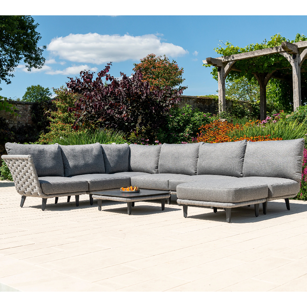Crod Outdoor Lounger Set With Coffee Table In Light Grey | Furniture in Fashion