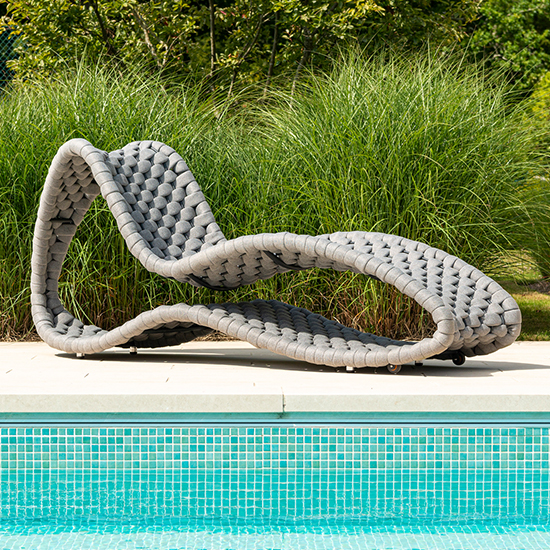 Crod Outdoor Olefin Rope Surf Sun Bed In Light Grey | Furniture in Fashion