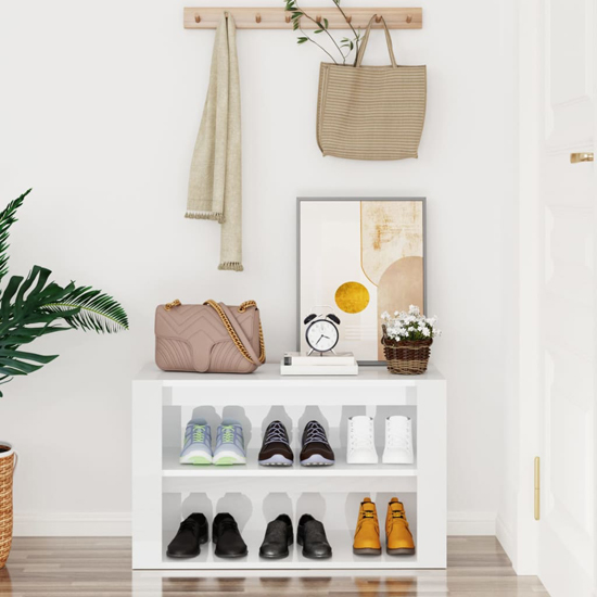 Culver High Gloss Shoe Storage Rack In White | Furniture in Fashion