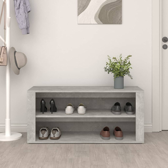 Culver Wide Wooden Shoe Storage Rack In Concrete Effect