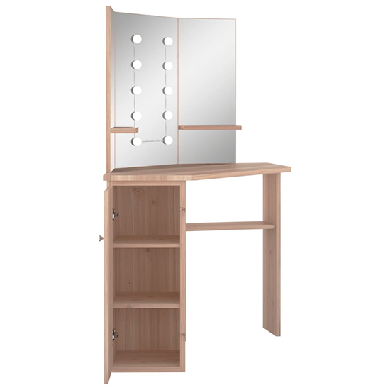Dagna Corner Wooden Dressing Table In Oak With LED Lights | Furniture ...