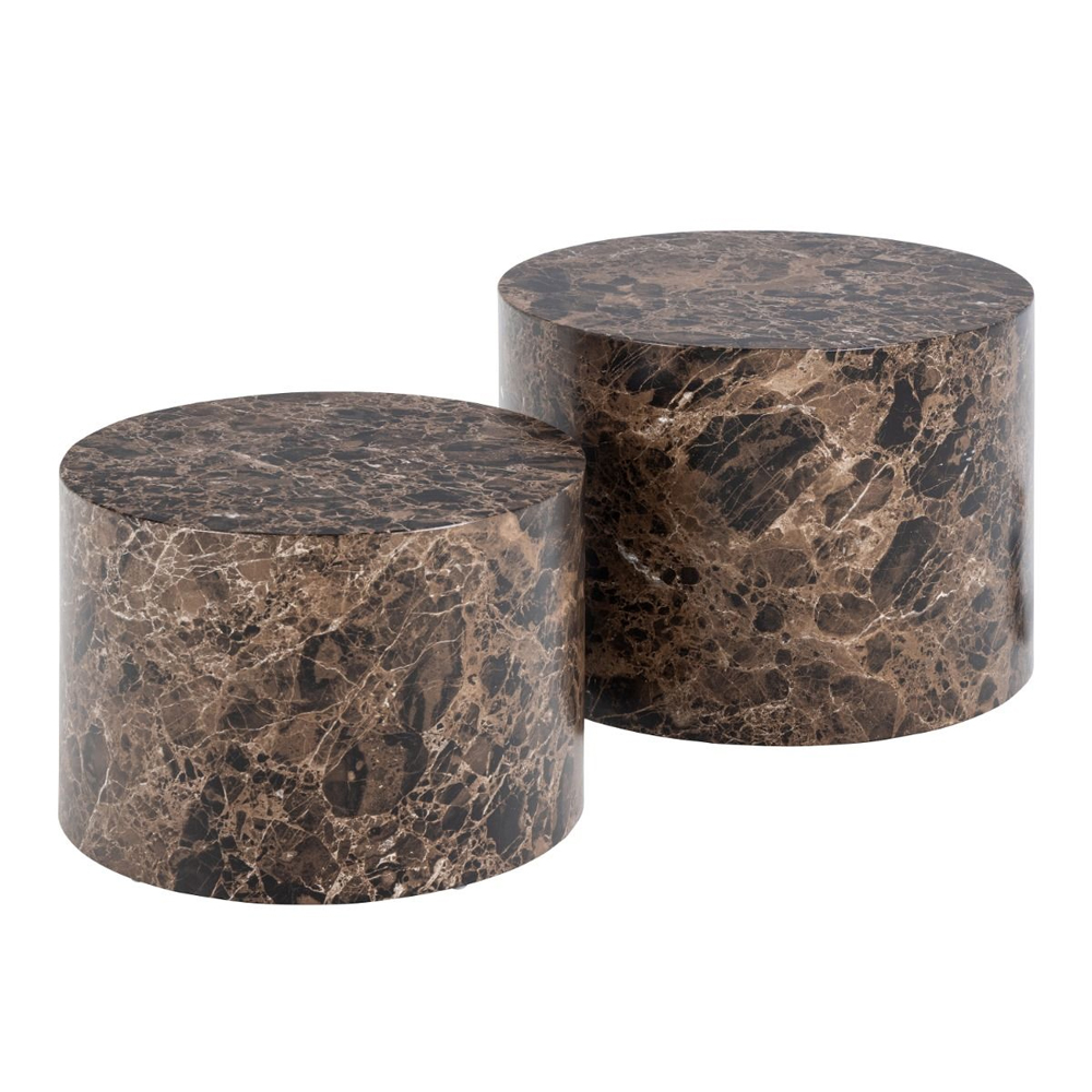 Dania Wooden Nesting Coffee Table In Brown Marble Effect