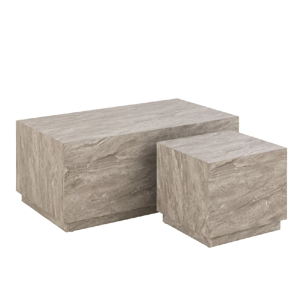 Dania Wooden Set Of 2 Coffee Table In Grey Marble Effect