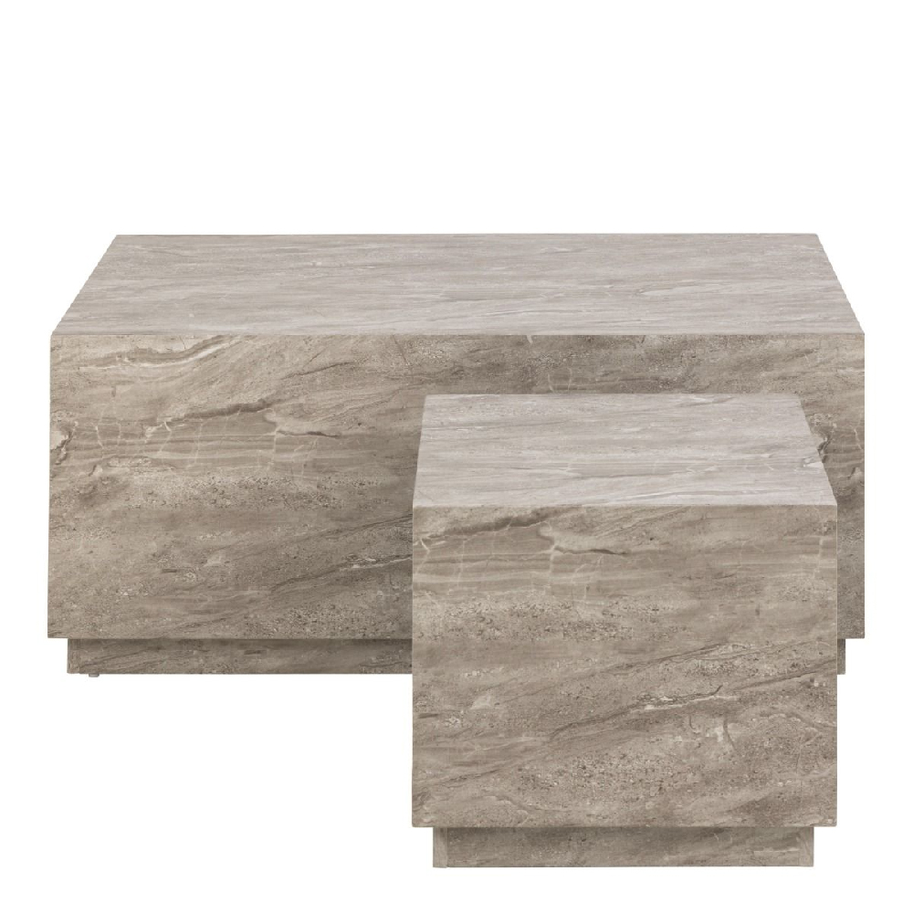Dania Wooden Set Of 2 Coffee Table In Grey Marble Effect