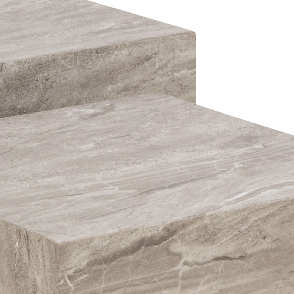 Dania Wooden Set Of 2 Coffee Table In Grey Marble Effect