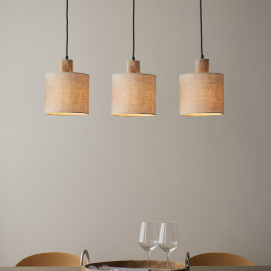 Darbun 3 Lights Bar Fabric Shade Pendant Light In Black | Furniture in ...