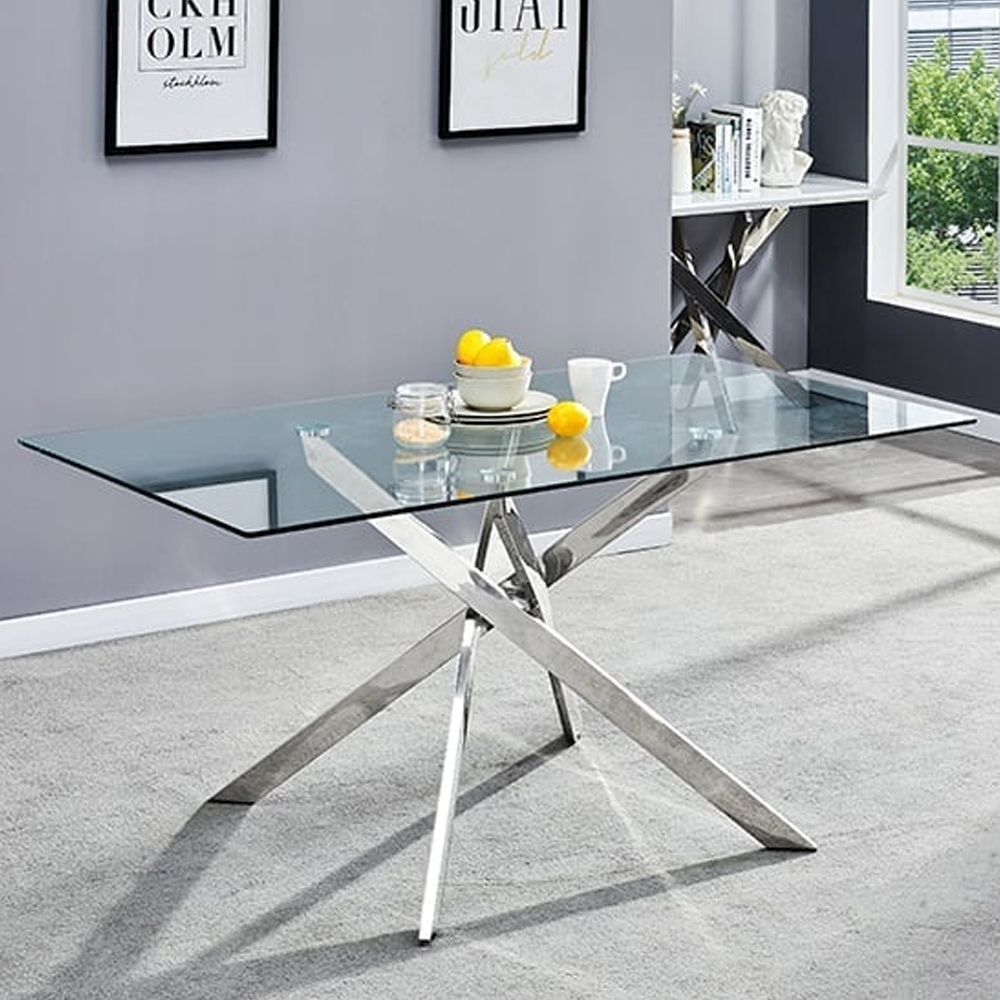 Daytona Small Glass Dining Table With 4 Ravenna Black Chairs