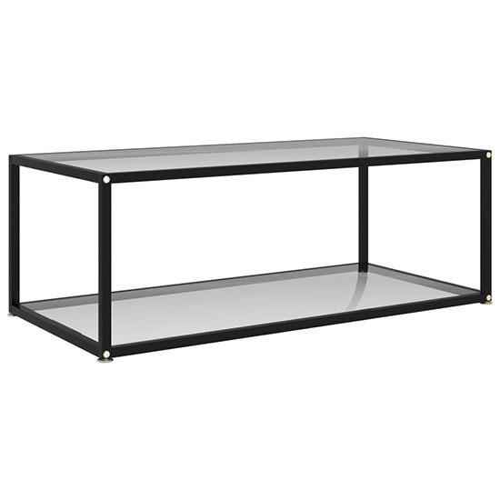 Dermot Medium Clear Glass Coffee Table With Black Metal Frame