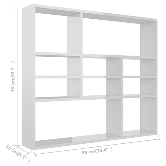 Deus High Gloss Wall Shelf With 10 Compartments In White | Furniture in ...