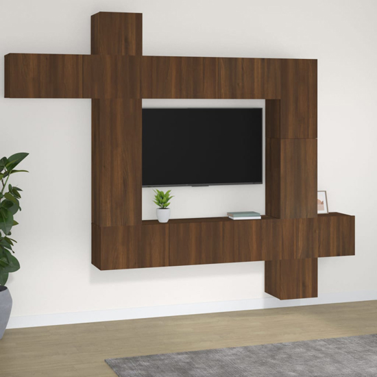Dirk Wooden Living Room Furniture Set In Brown Oak