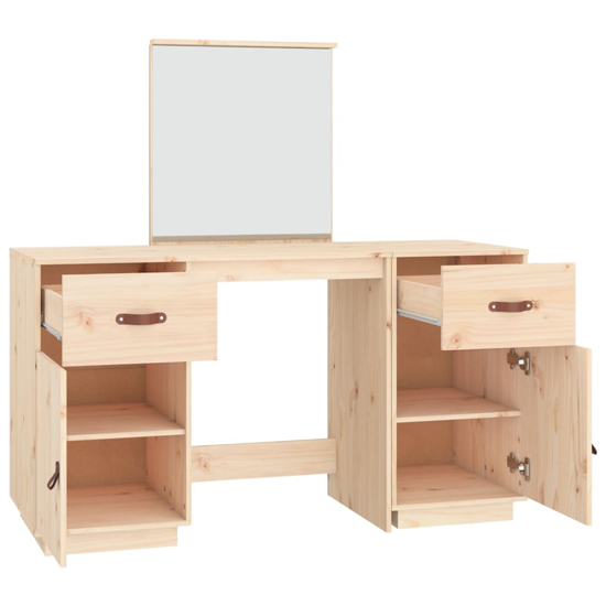 Doria Pine Wood Dressing Table With Mirror In Natural | Furniture in ...