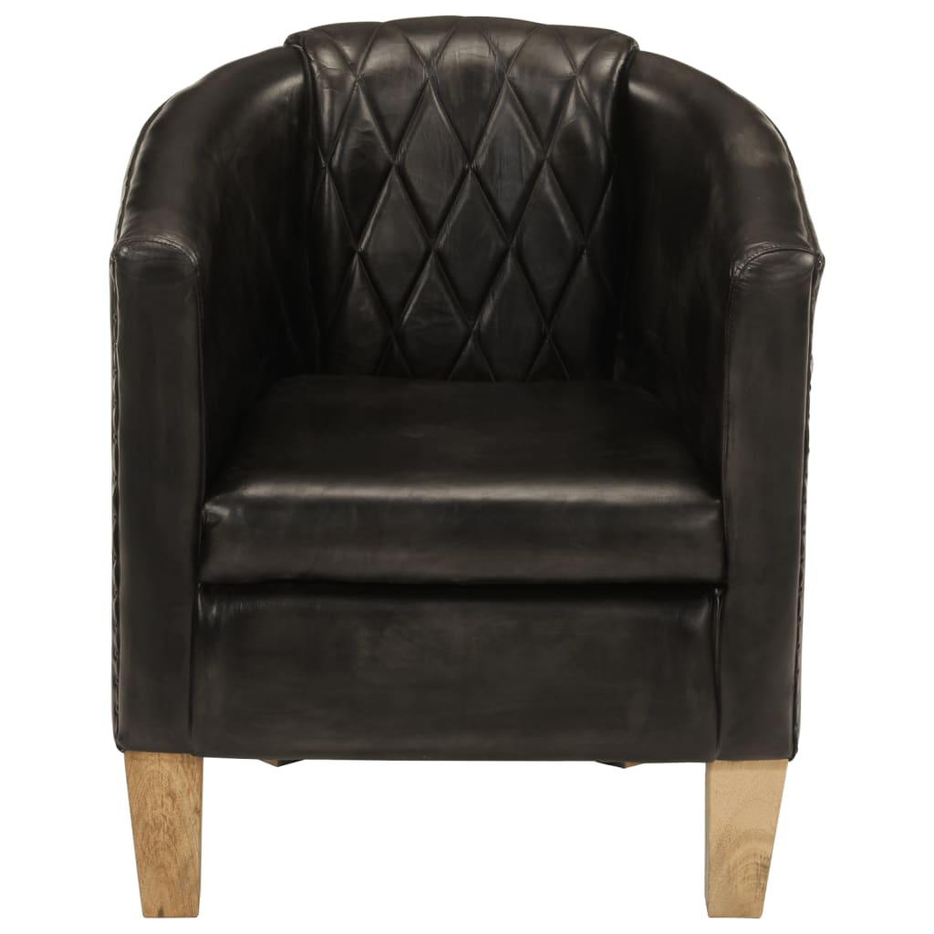Dove Real Leather Tub Chair In Grey With Wooden Legs