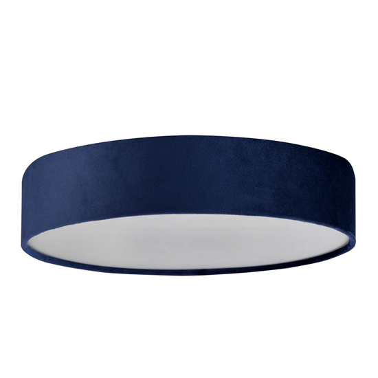 Drum 3 Lights Flush Ceiling Light With Blue Velvet Shade | Furniture in ...