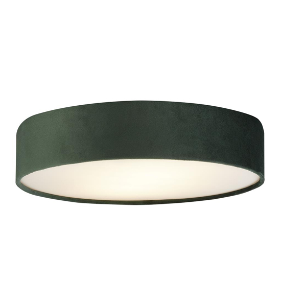 Drum 3 Lights Flush Ceiling Light With Green Velvet Shade