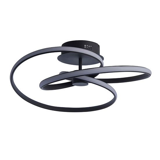 Dune LED Ceiling Light In Textured Black With White Diffuser