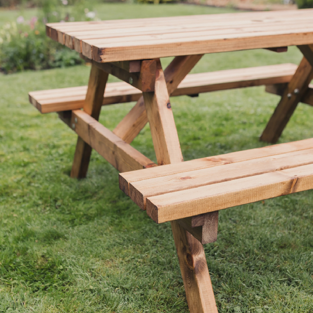 Dyersville Small Wooden Garden Picnic Dining Set In Natural