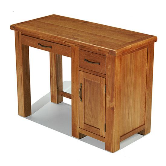 Earls Wooden Single Computer Desk In Chunky Solid Oak | Furniture in ...