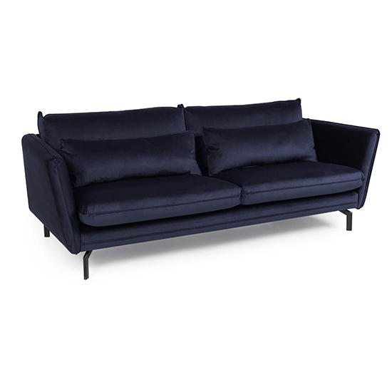 Edel Fabric 3 Seater Sofa With Black Metal Legs In Navy | Furniture in ...
