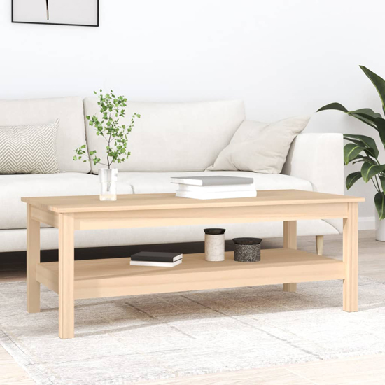 Edita Pine Wood Coffee Table With Undershelf In Natural