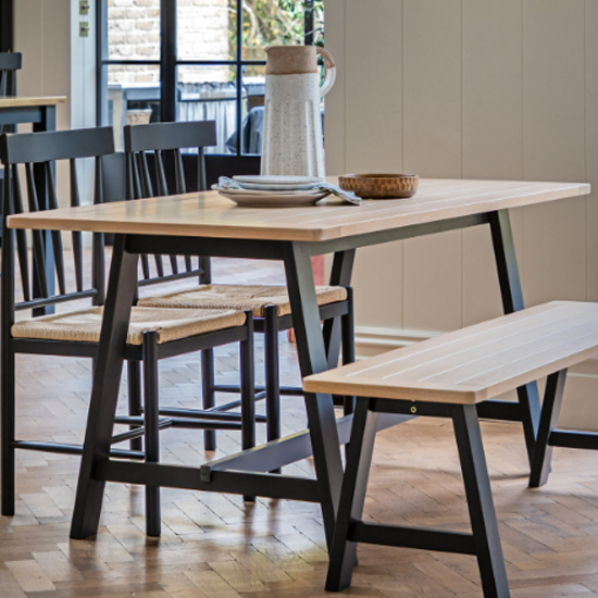 Elvira Trestle Wooden Dining Table In Oak And Meteror | Furniture in ...