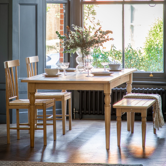Elvira Wooden Extending Dining Table In Natural