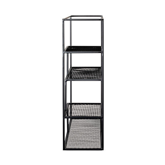 Elwoka Metal Wall Shelf With 4 Mesh Shelves In Black