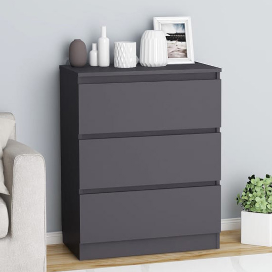 Elyes Wooden Chest Of 3 Drawers In Grey