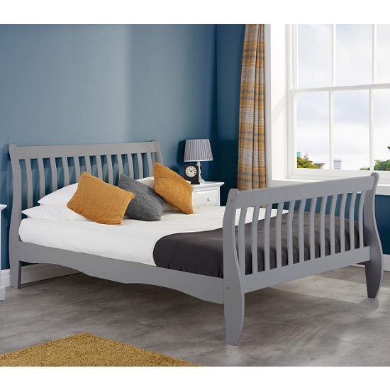 Emberly Wooden Double Bed In Grey | Furniture in Fashion