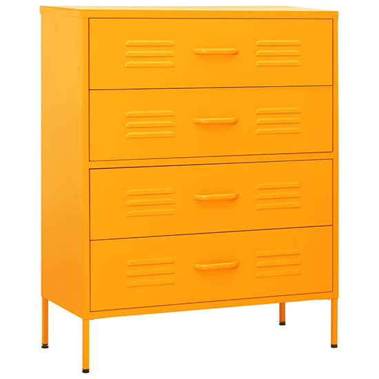 Emrik Steel Chest Of 4 Drawers In Mustard Yellow | Furniture in Fashion